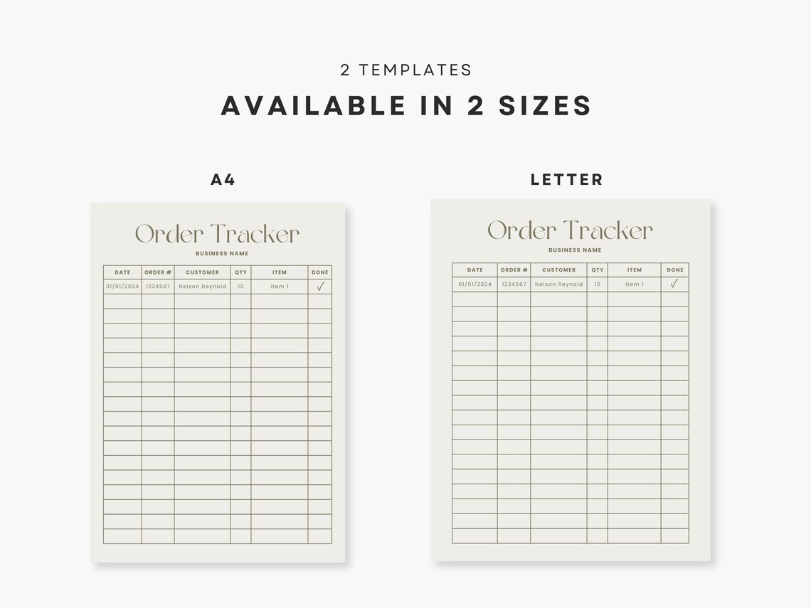 Editable Order Tracker Template, Printable Small Business Inventory ...