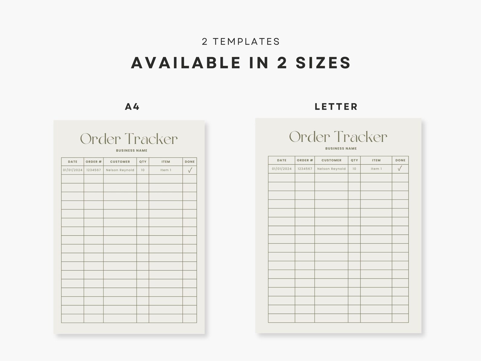 Editable Order Tracker Template, Printable Small Business Inventory ...