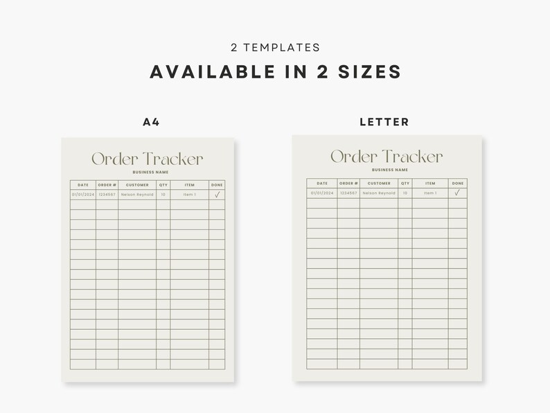 Editable Order Tracker Template, Printable Small Business Inventory ...