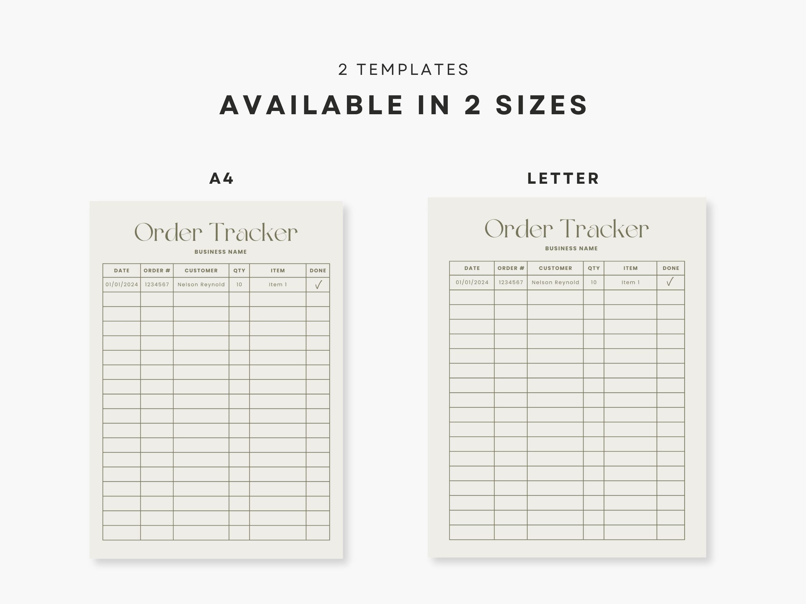Editable Order Tracker Template, Printable Small Business Inventory ...