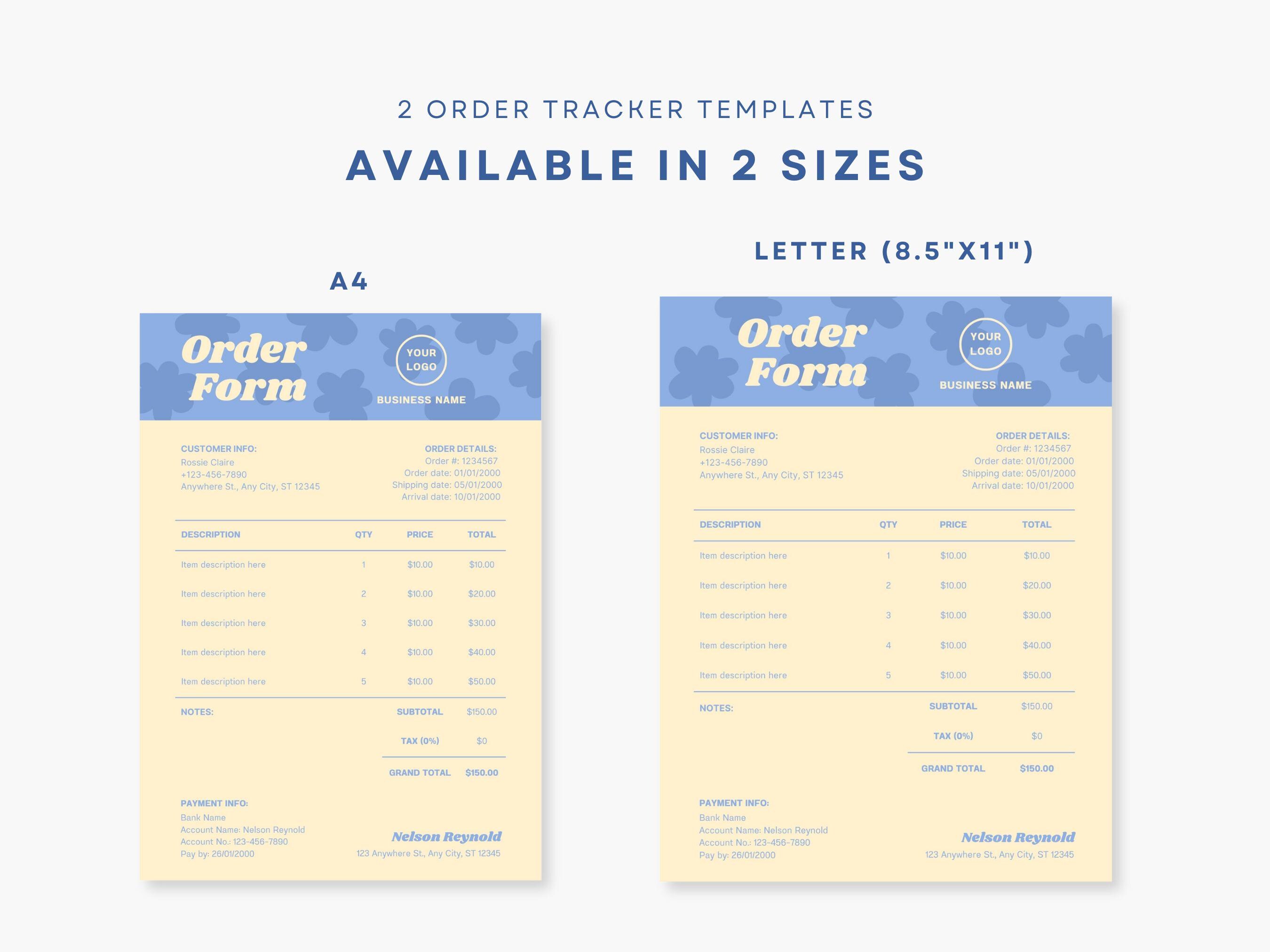 Retro Editable Order Form Template, Printable Small Business Order Form ...
