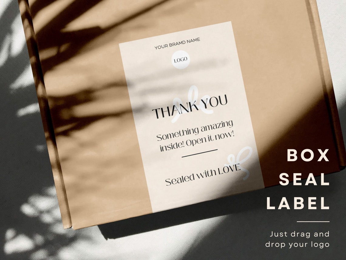 Minimalist Box Seal Label Template, Business Branding Package, Custom ...