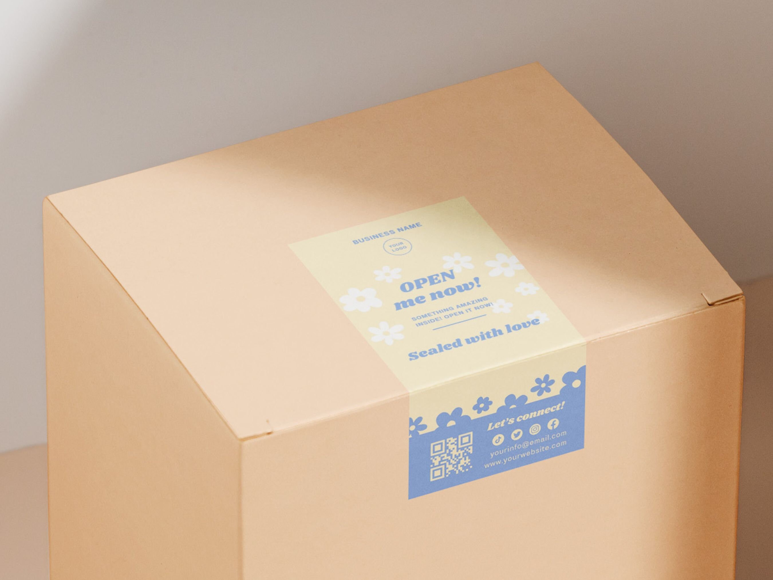 Retro Box Seal Label Template, Custom Packaging Label, Shipping Label ...