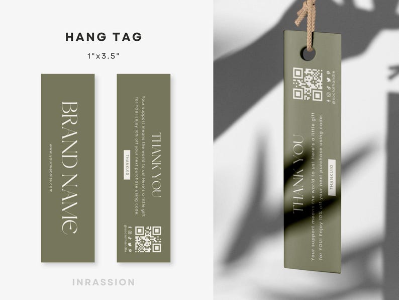 Minimalist Editable Hang Tag Template, Custom Clothing Care Hang Tag ...