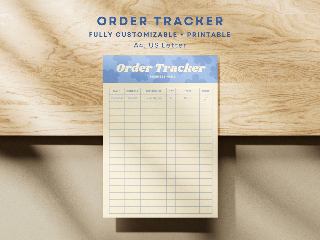 Retro Editable Order Tracker Template, Printable Small Business ...