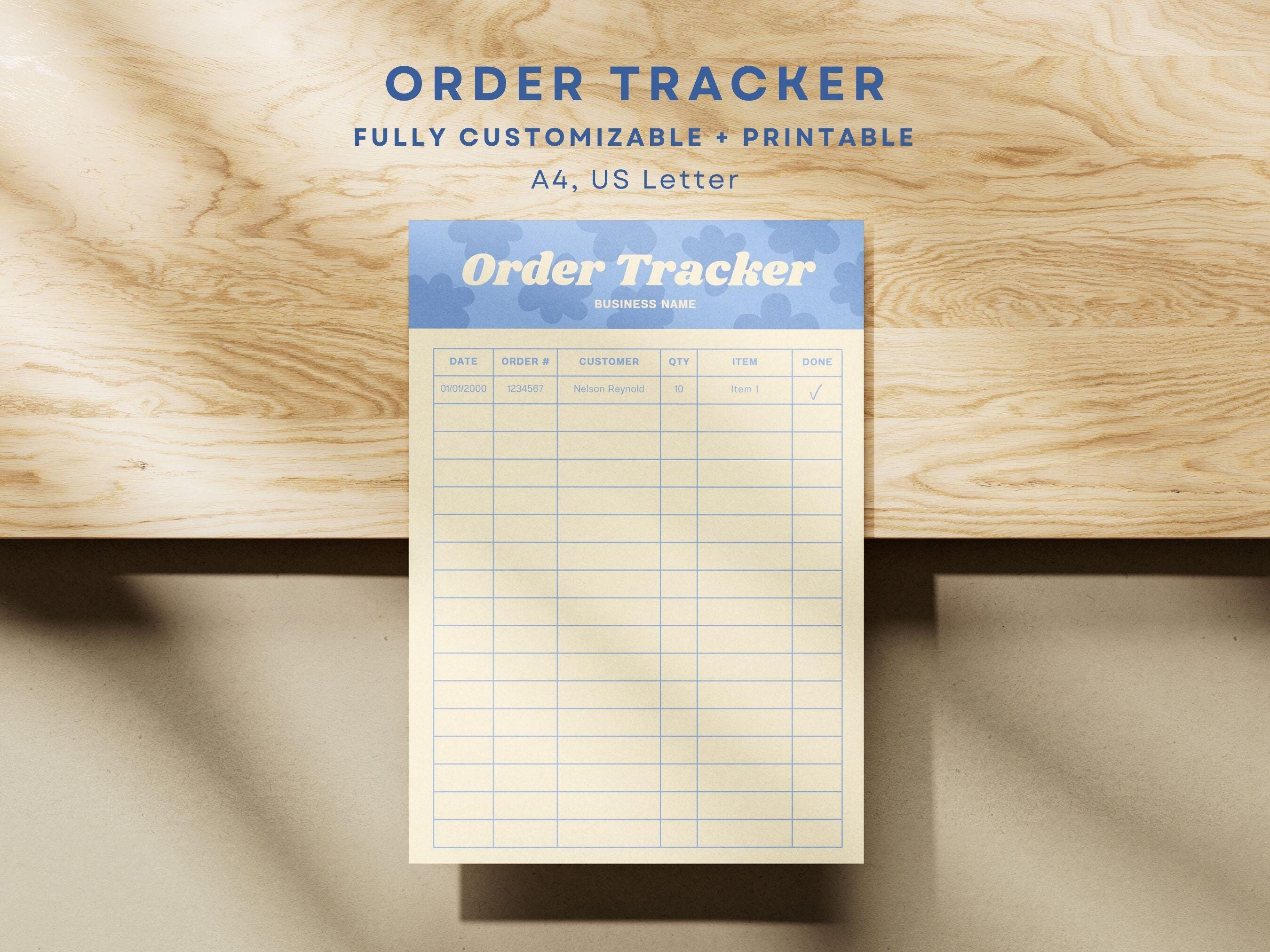 Retro Editable Order Tracker Template, Printable Small Business ...