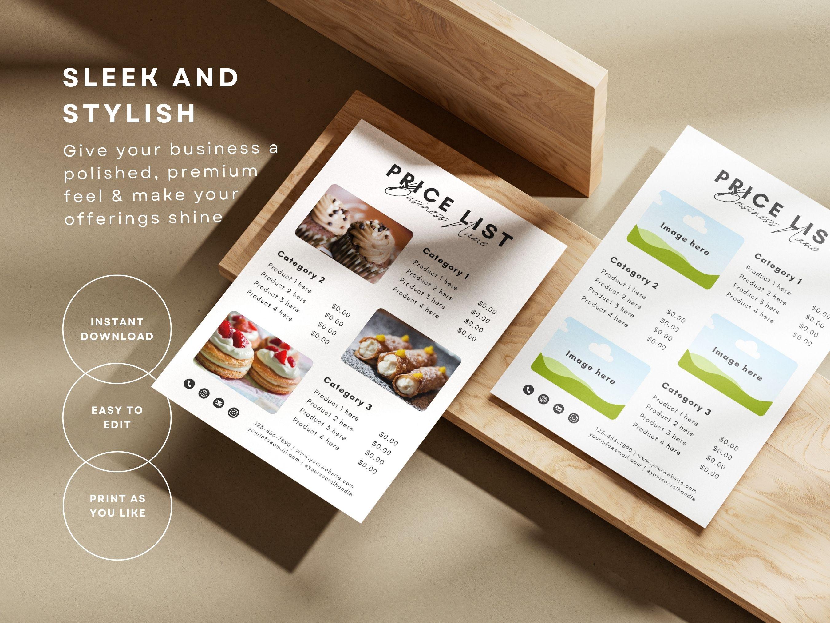 DIY Price List Template, Editable Small Business Price List Design ...