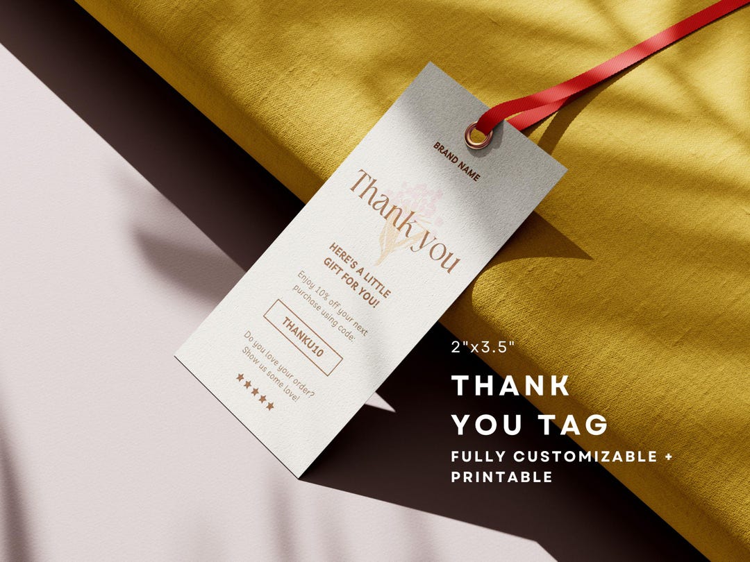 Thank You Tag Template, Editable Small Business Thank You Tag ...