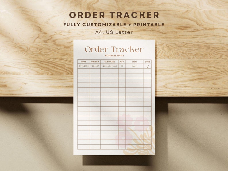 Editable Order Tracker Template, Printable Small Business Inventory ...