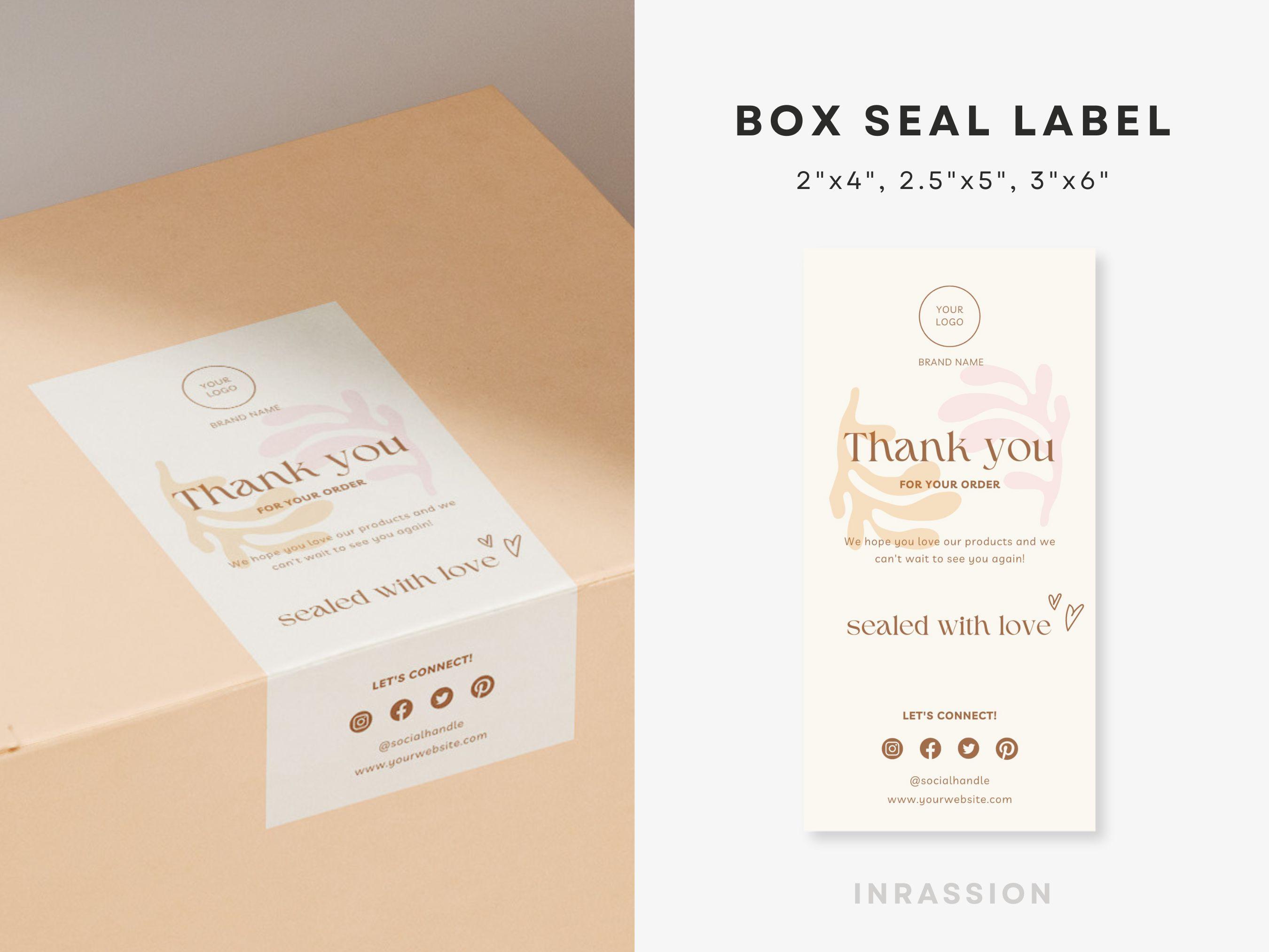 Minimalist Box Seal Label Template, Editable Packaging Label, Custom ...