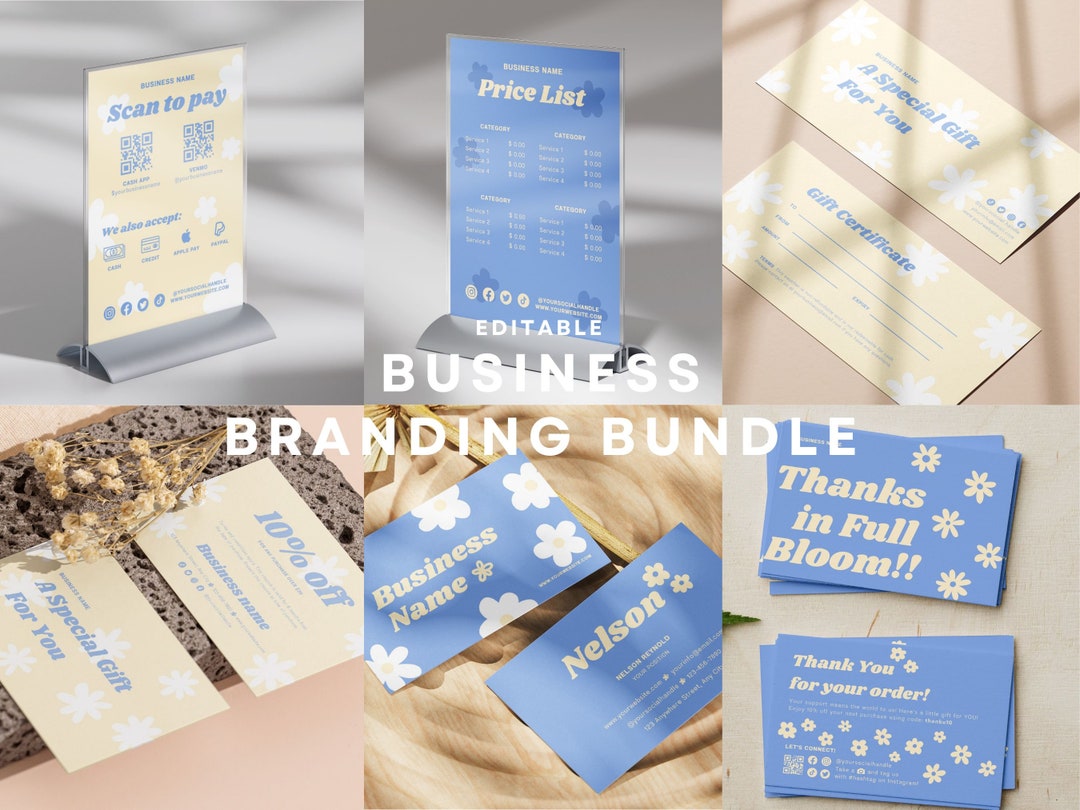 Small Business Branding Bundle Custom Package Kit, Business Card, Thank ...