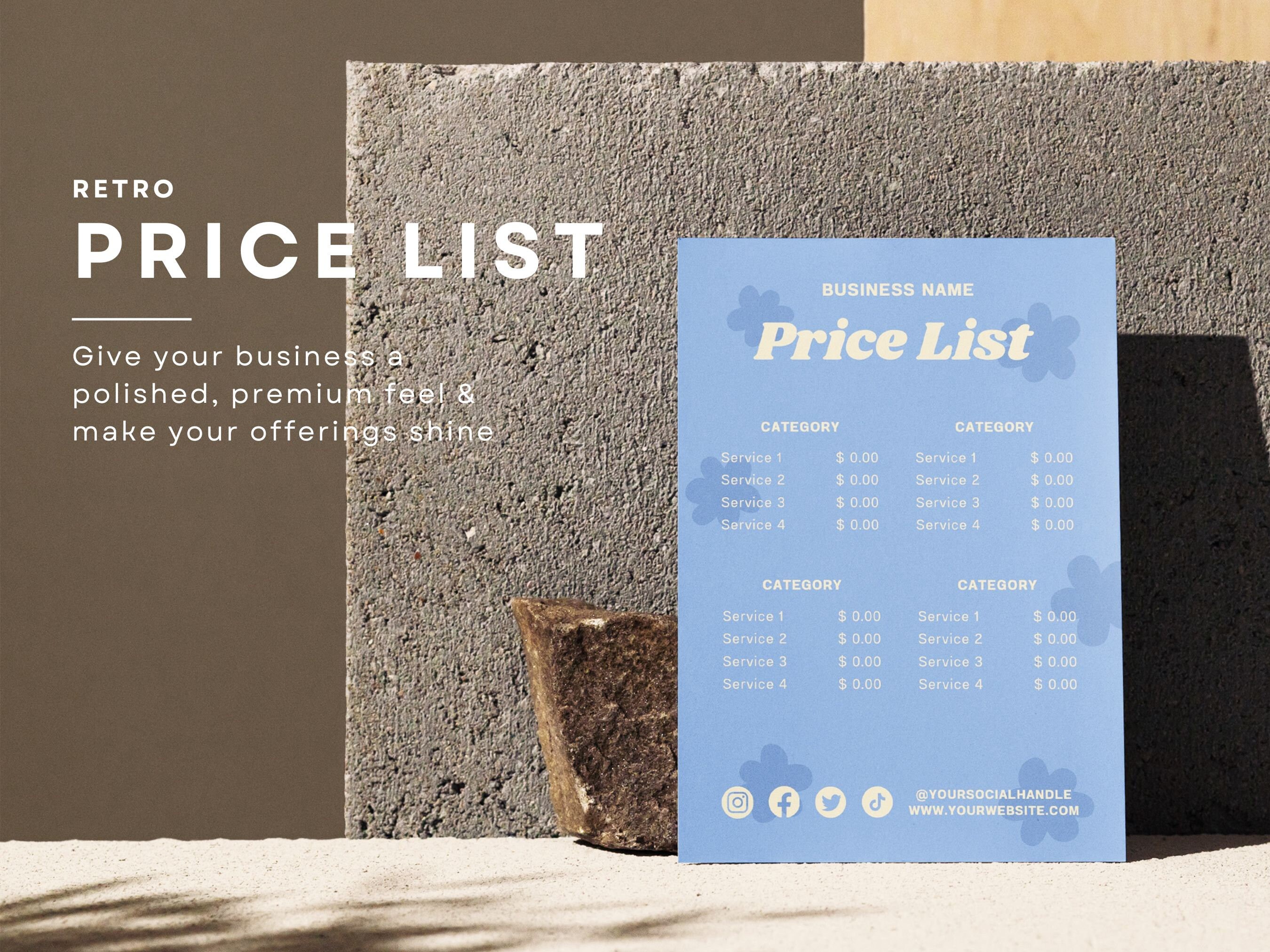 Retro Price List Template, Editable Pricing Sign Canva Template ...