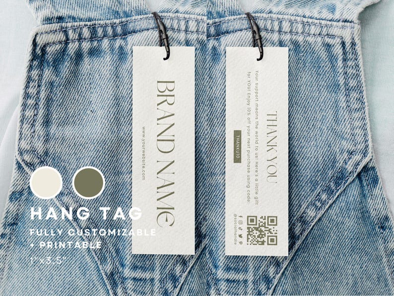 Minimalist Editable Hang Tag Template, Custom Clothing Care Hang Tag ...