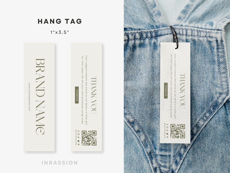 Minimalist Editable Hang Tag Template, Custom Clothing Care Hang Tag ...