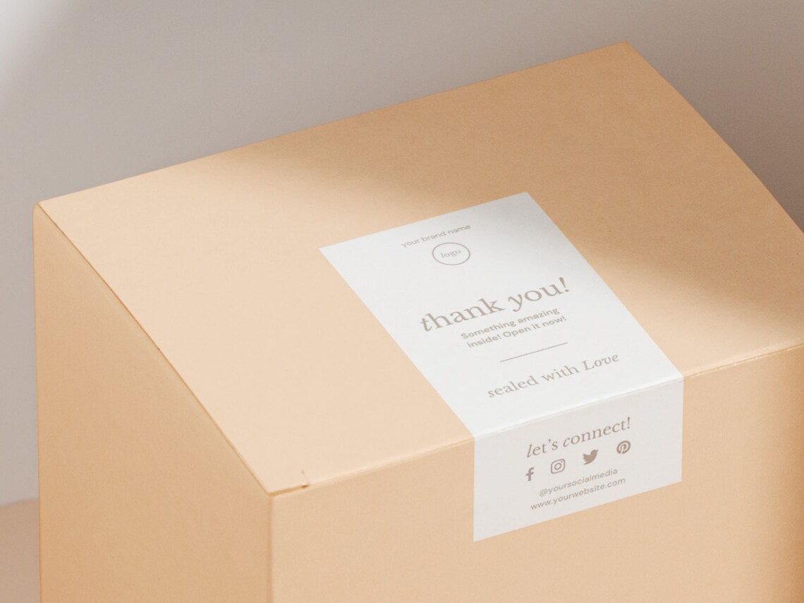 Minimalist Box Seal Label Template, Business Branding Package, Custom ...
