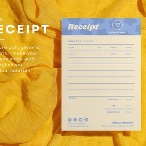 Retro Receipt Template, Custom Business Receipt, Canva Printable Small ...