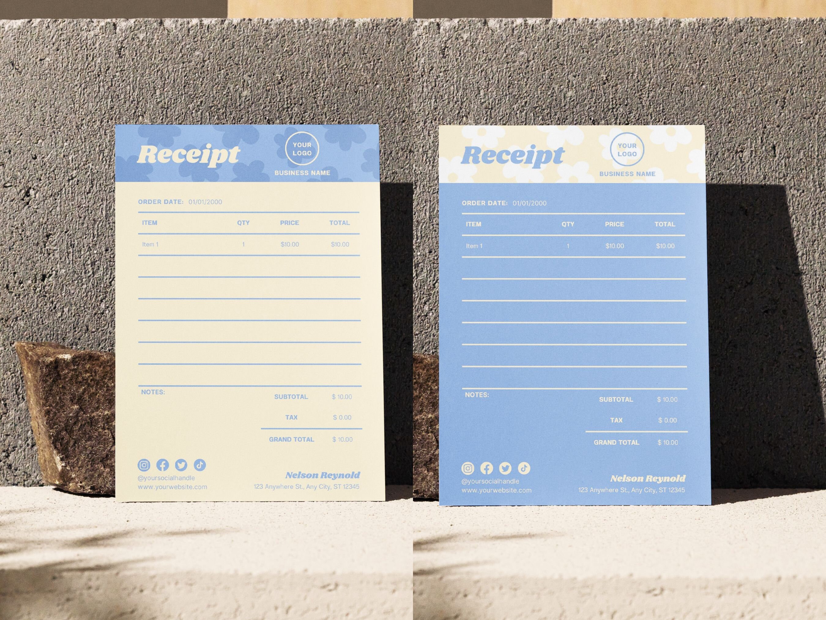 Retro Receipt Template, Custom Business Receipt, Canva Printable Small ...