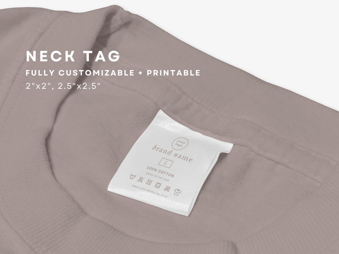 Editable Clothing Neck Tag Templates, Custom Clothing Labels, Small ...