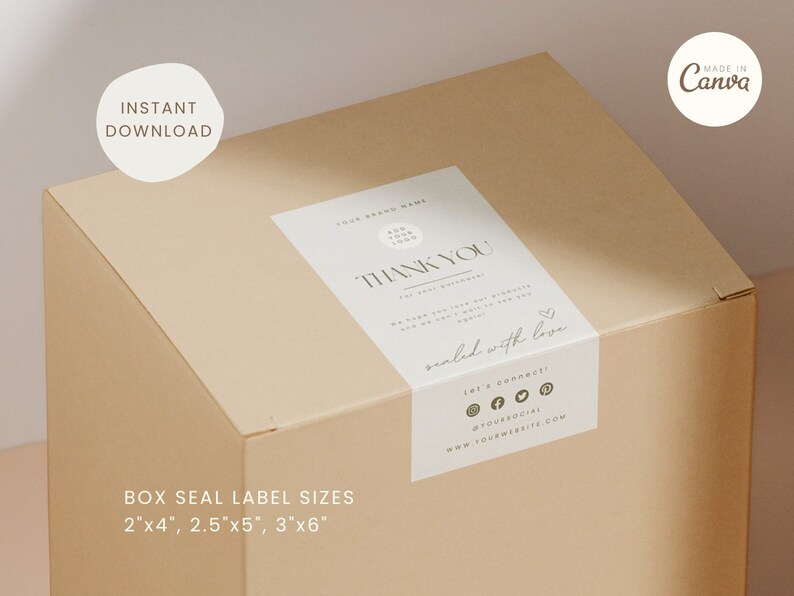 Minimalist Box Seal Label Template, Business Branding Package, Custom ...