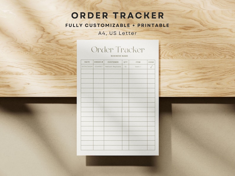 Editable Order Tracker Template, Printable Small Business Inventory ...
