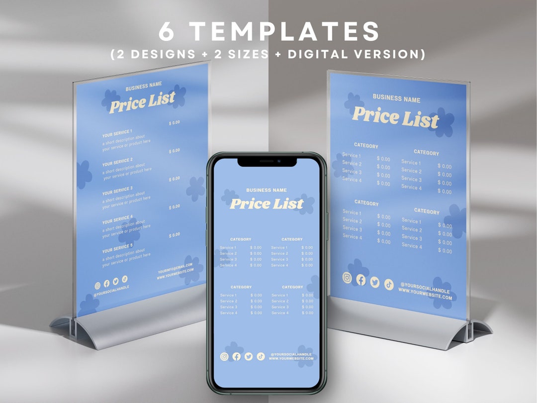 Retro Price List Template, Editable Pricing Sign Canva Template ...