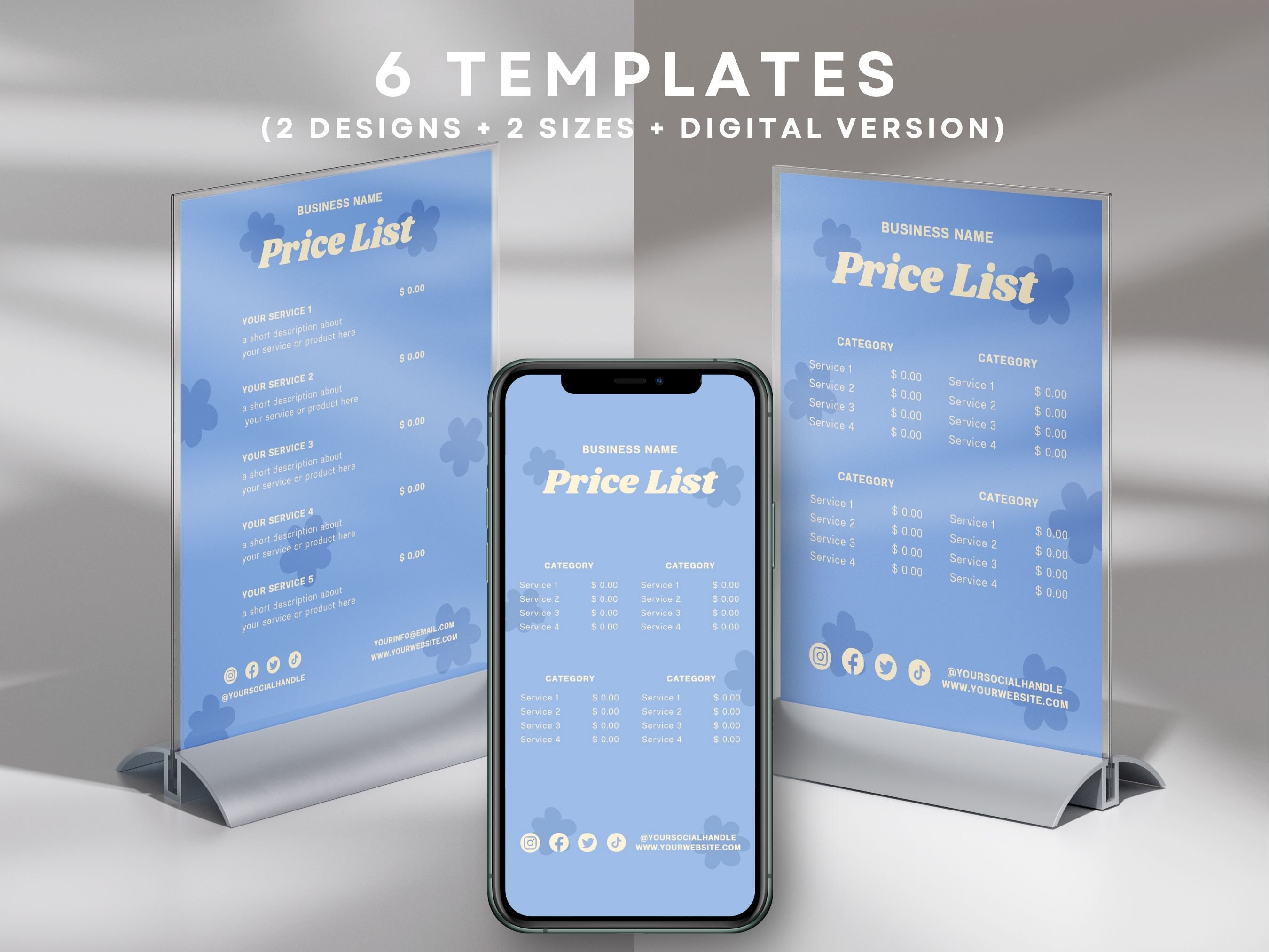 Retro Price List Template, Editable Pricing Sign Canva Template ...