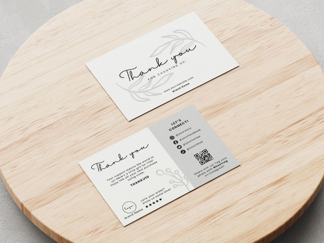 Thank You Card Template, DIY Thank You for Your Order Package Insert ...