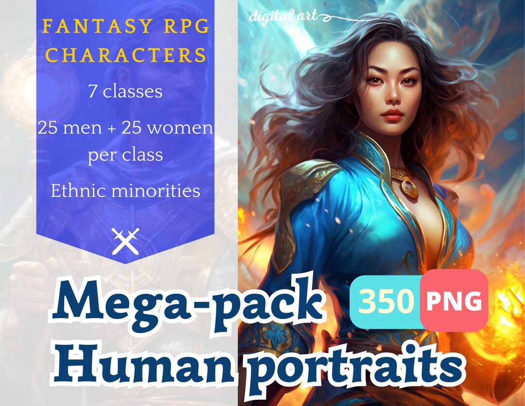 350 Rpg Character Portraits, Huge Human Art Pack, Many Classes and ...