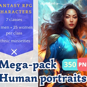 350 Rpg Character Portraits, Huge Human Art Pack, Many Classes and ...