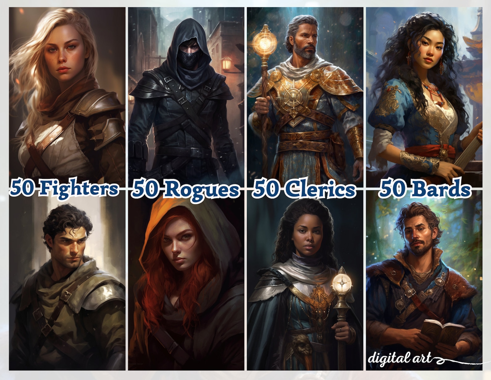 350 Rpg Character Portraits, Huge Human Art Pack, Many Classes and ...
