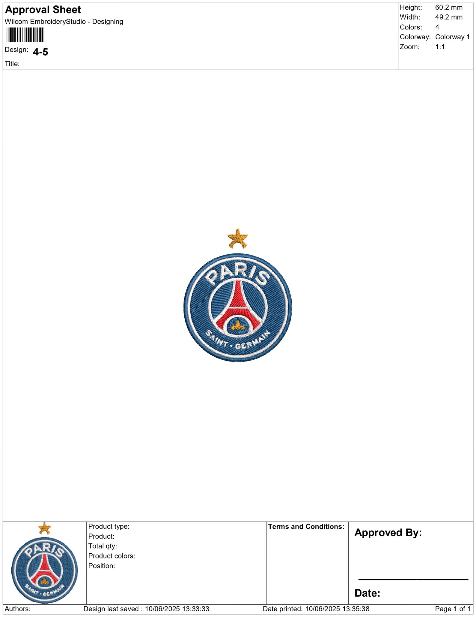 PSG Paris Saint-germain Star Champion Embroidery - 3 Sizes (7x6", 6x5 ...