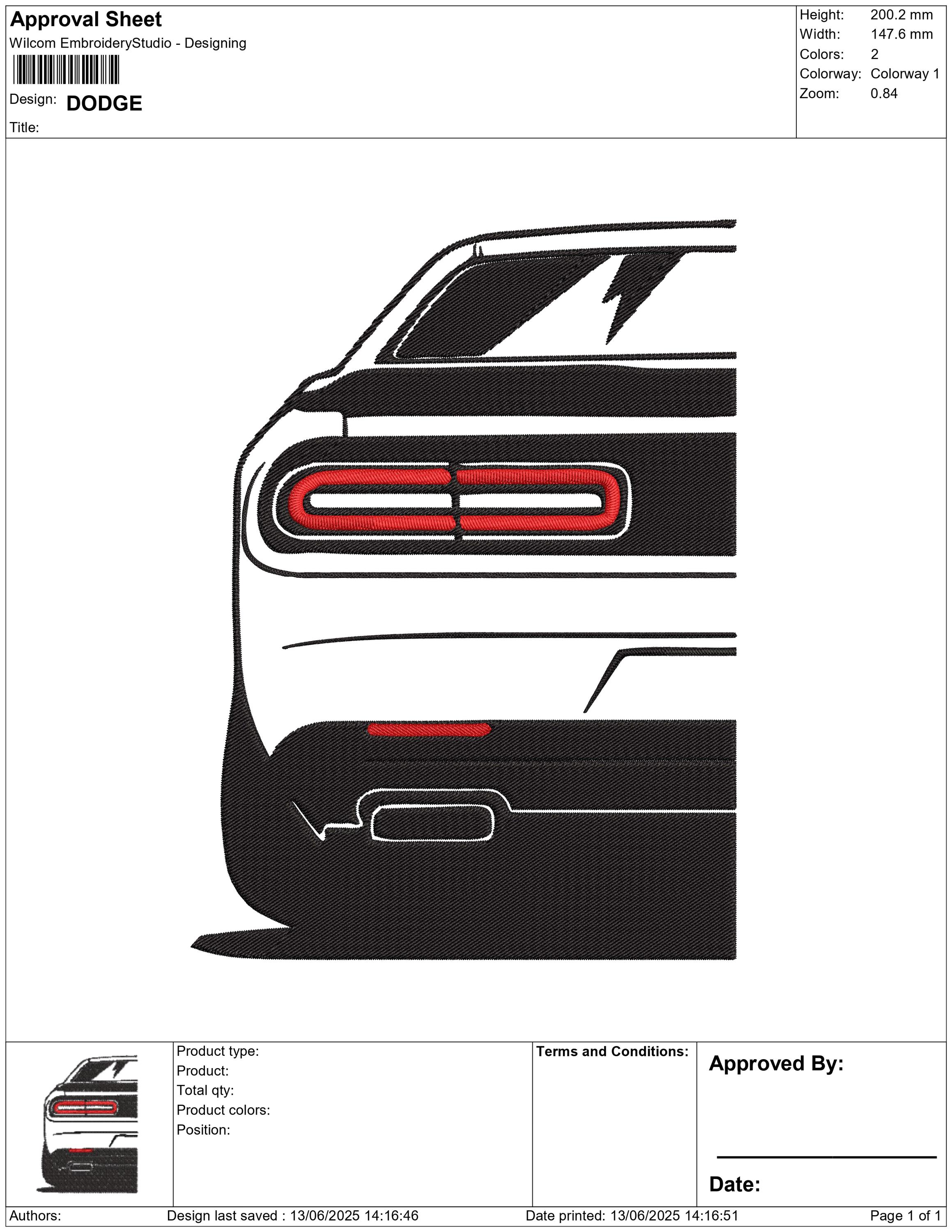 Dodge Challenger - Embroidery - Instant Download | DST, PES, Jef, Exp ...