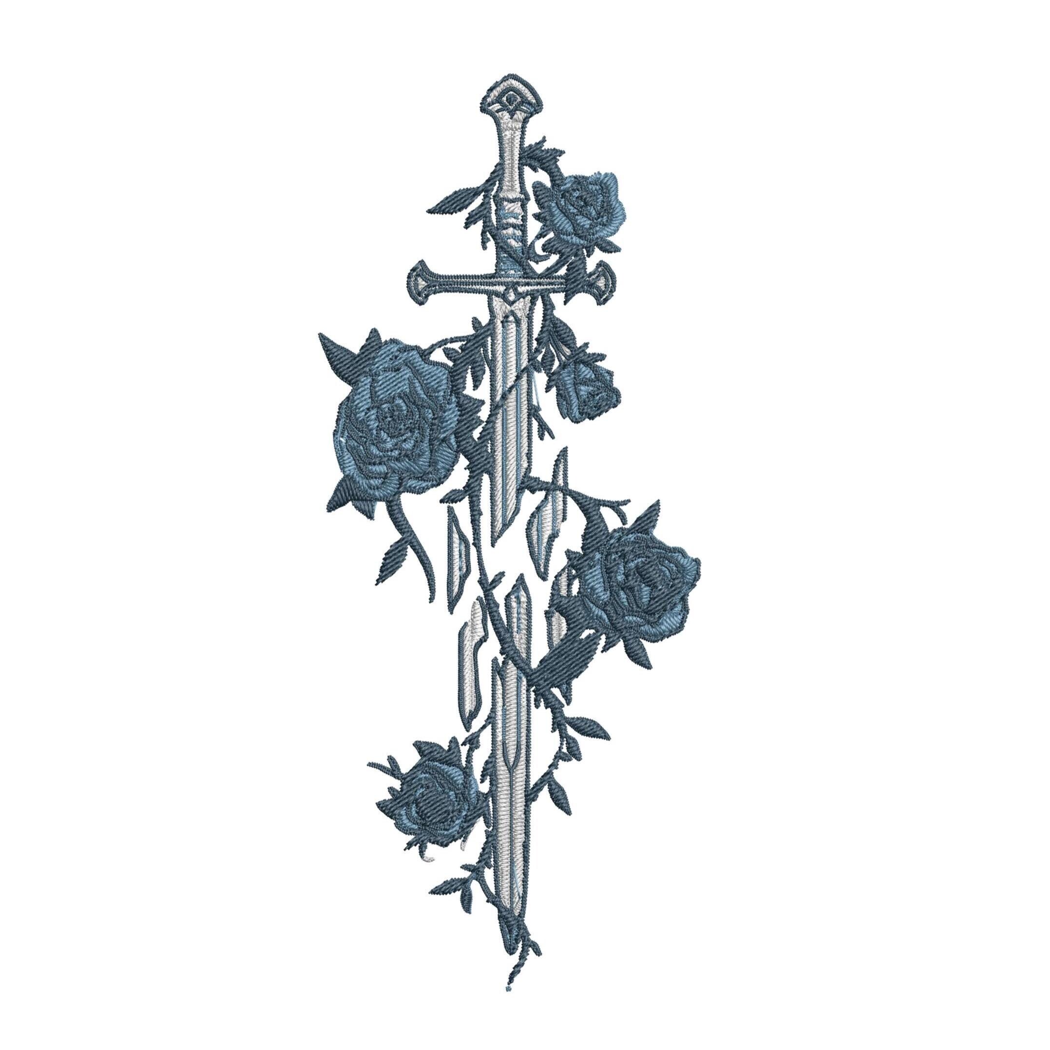 Female sword and rose tattoo - Bronctattooaus.com