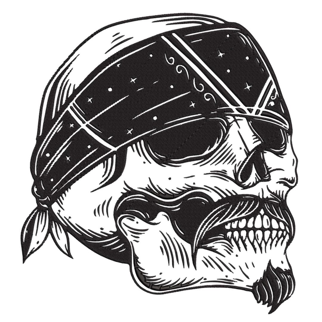 Skull Head Face - Embroidery - Instant Download | DST, PES, Jef, Exp ...