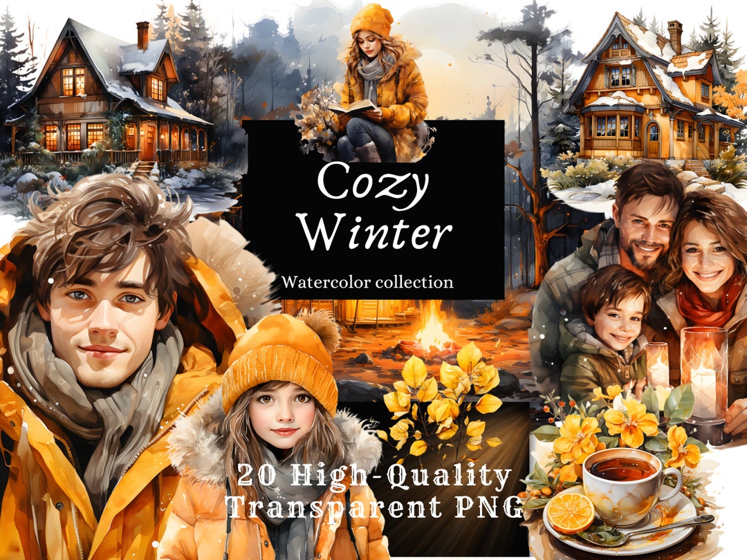 Cozy Winter Watercolor Clipart Set - 20 Transparent Digital Cliparts - Etsy