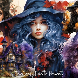 Halloween Witches Watercolor Clipart Set - 15 Digital Instant Download ...