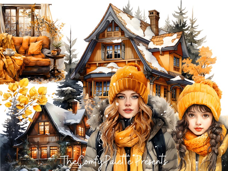 Cozy Winter Watercolor Clipart Set 20 Transparent Digital Cliparts - Etsy