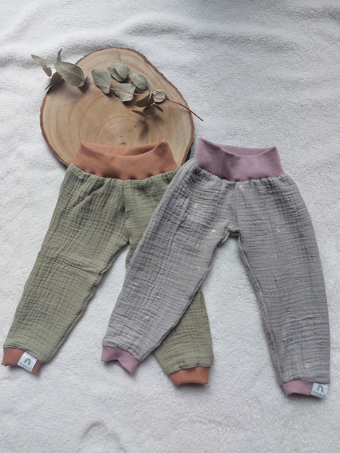 Children's/toddlers' Muslin Waxed Trousers/muslin Harem Pants (dots ...