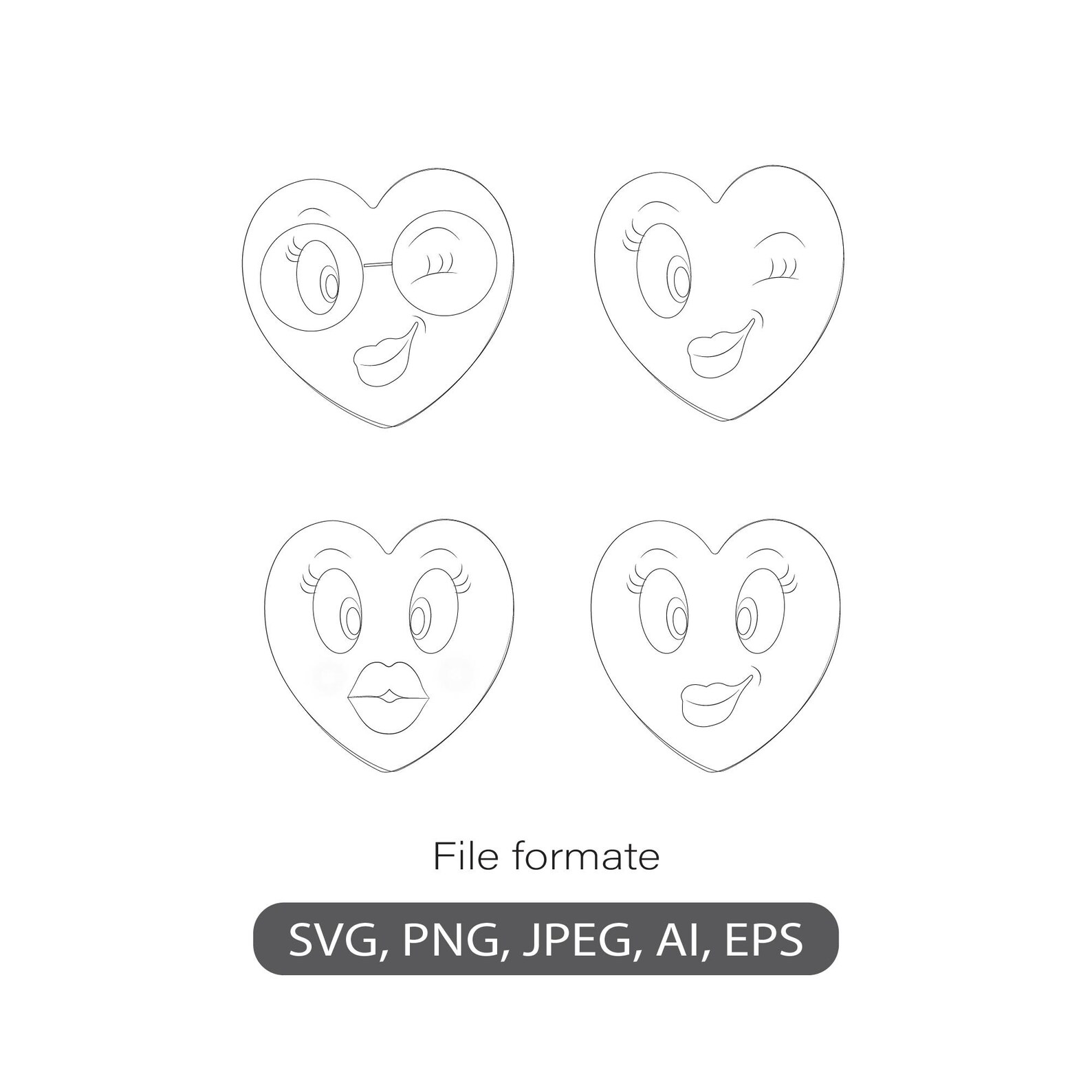 Heart Svg Bundle, Heart Emoji Svg Png Eps Ai and Jpeg Included - Etsy
