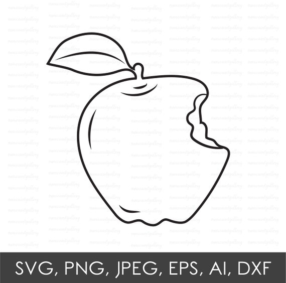 Bitten Apple Drawing Outline