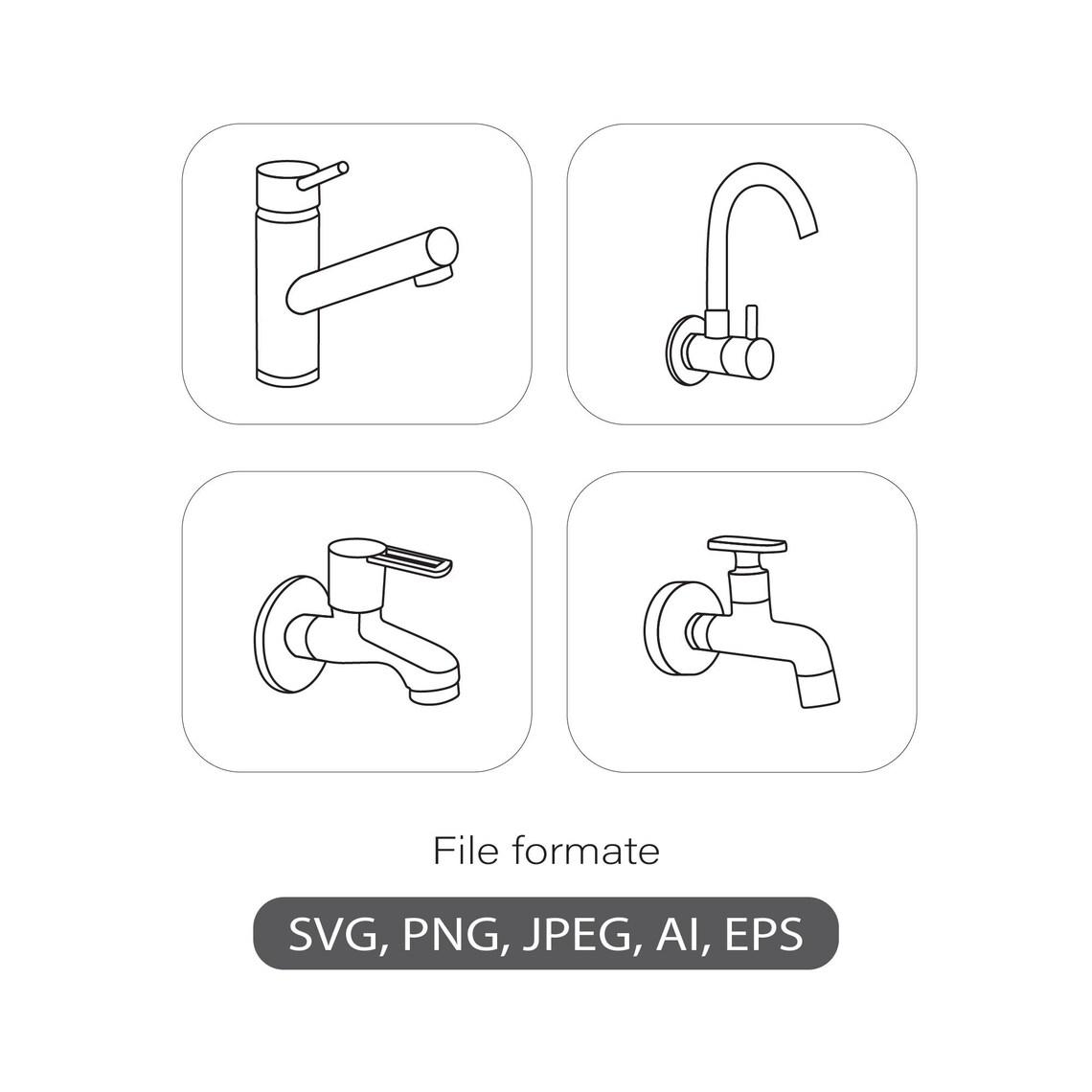 Faucet Svg Set of Four Faucet Icon Svg Png Modern Tap Icon Faucet ...