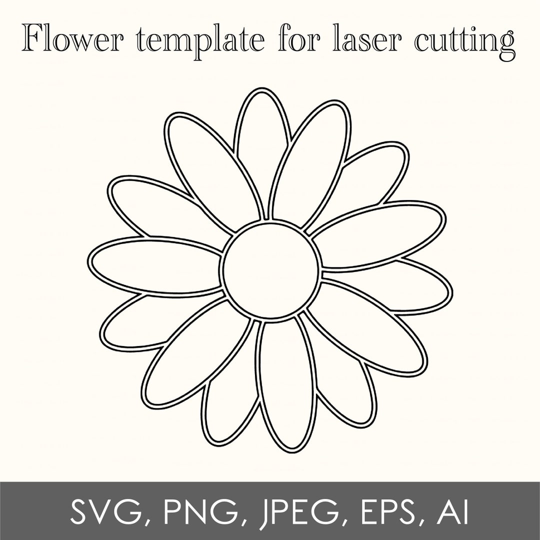 Daisy Flower Svg for Laser Cutting Software Cricut, Daisy Outline ...