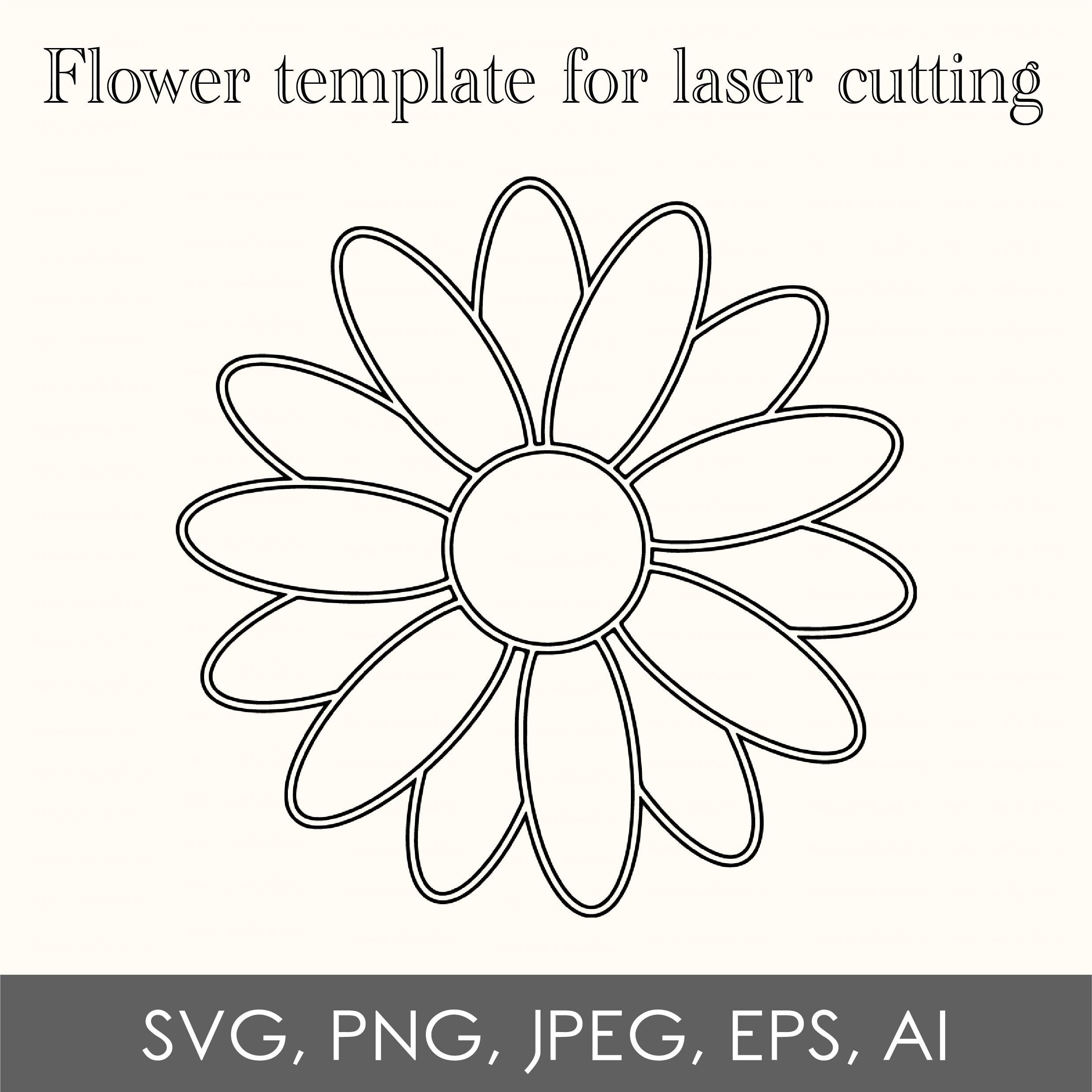 Daisy Flower Svg for Laser Cutting Software Cricut, Daisy Outline ...