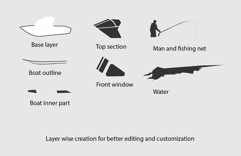 Boat Clipart Svg, Man Standing in a Boat Holding Fishing Rod Silhouette ...