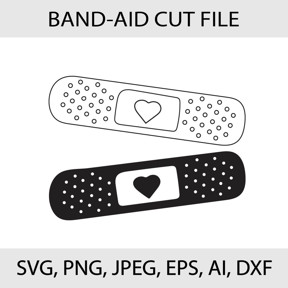 Band-aid SVG: Heart Clipart, Cricut Silhouette (digital Files) - Etsy