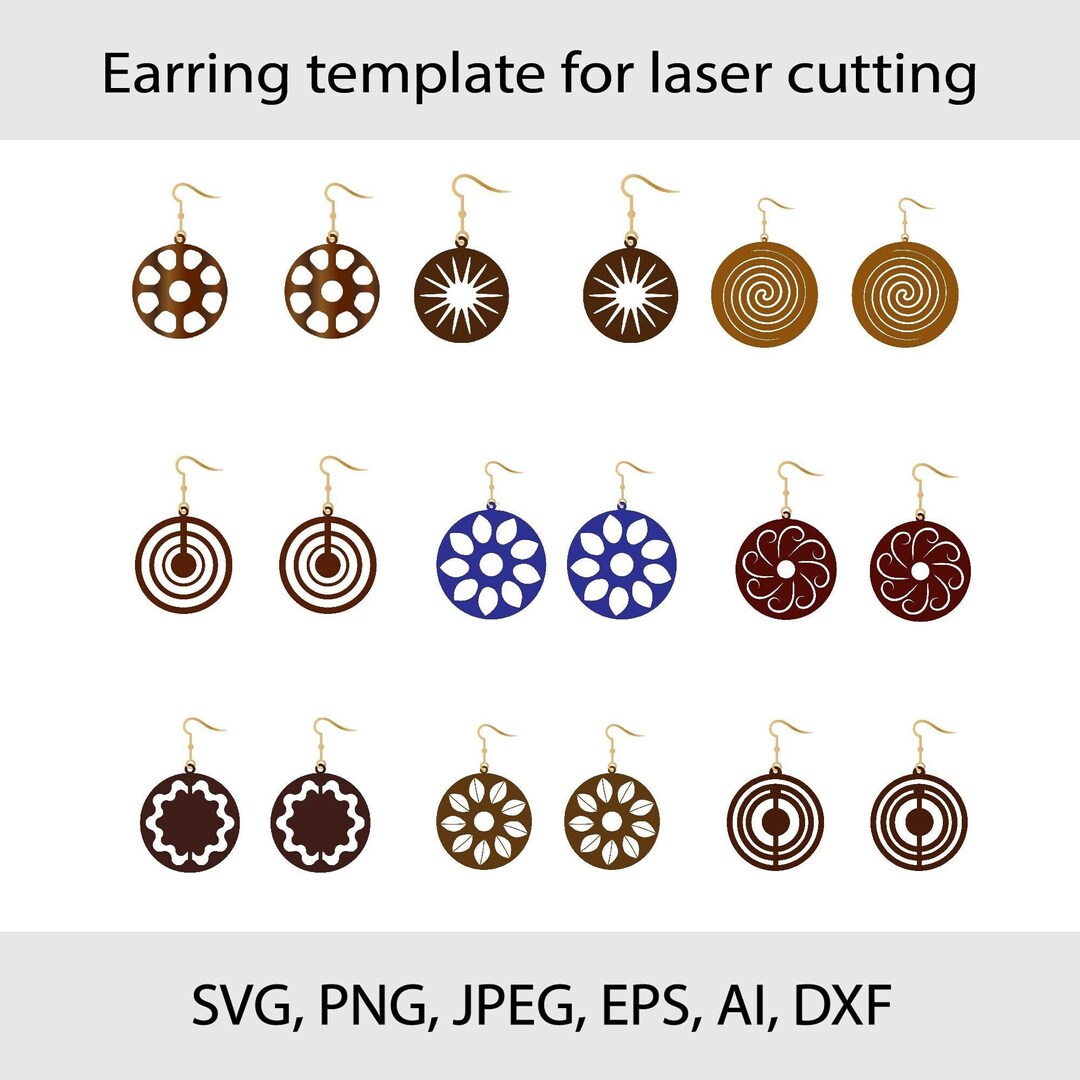 Earring Svg Bundle for Laser Cut, Earring Lasercut Template, Hoop ...