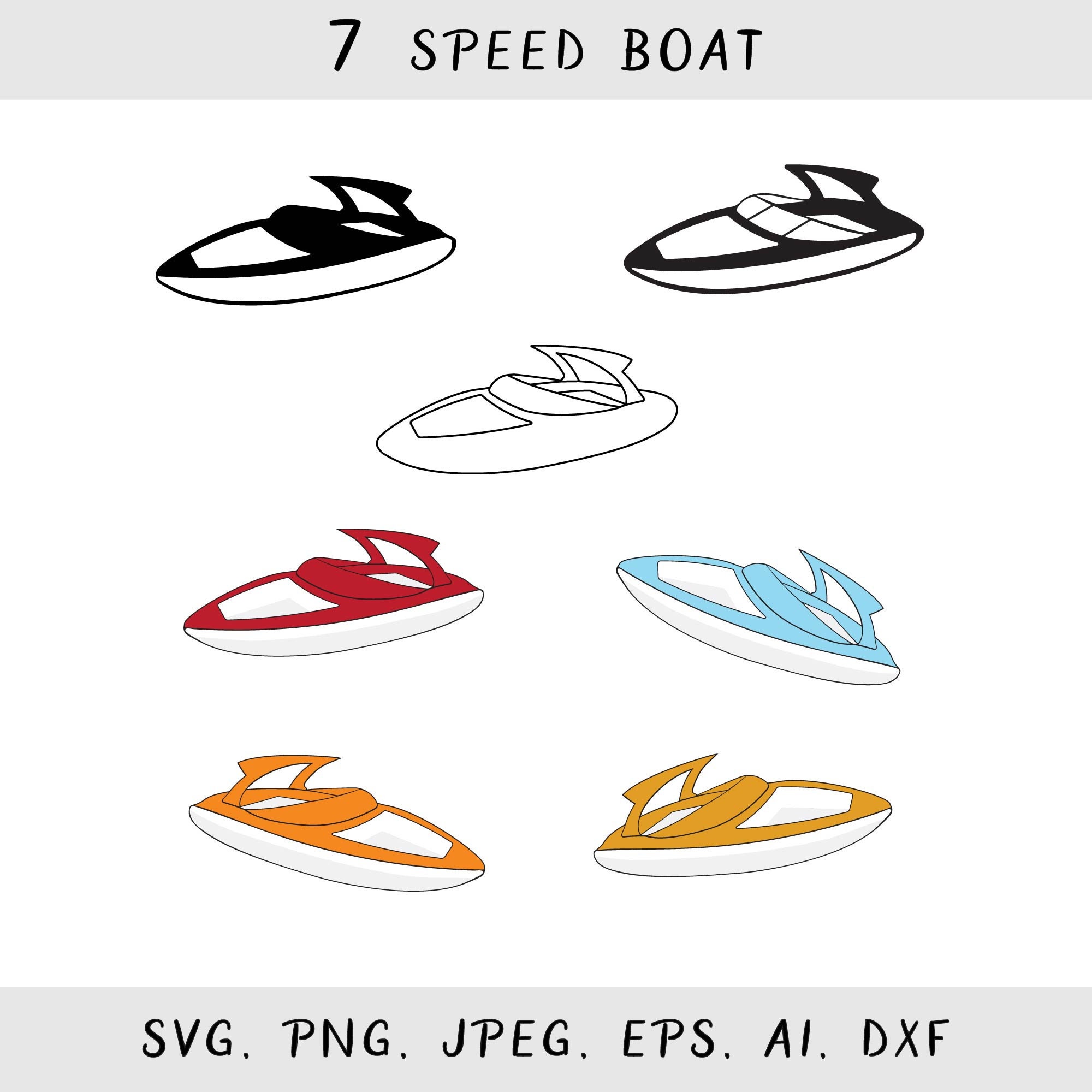 Boat Svg Bundle, Speed Boat Svg, Boat Clipart, Fisher Man Fishing in ...