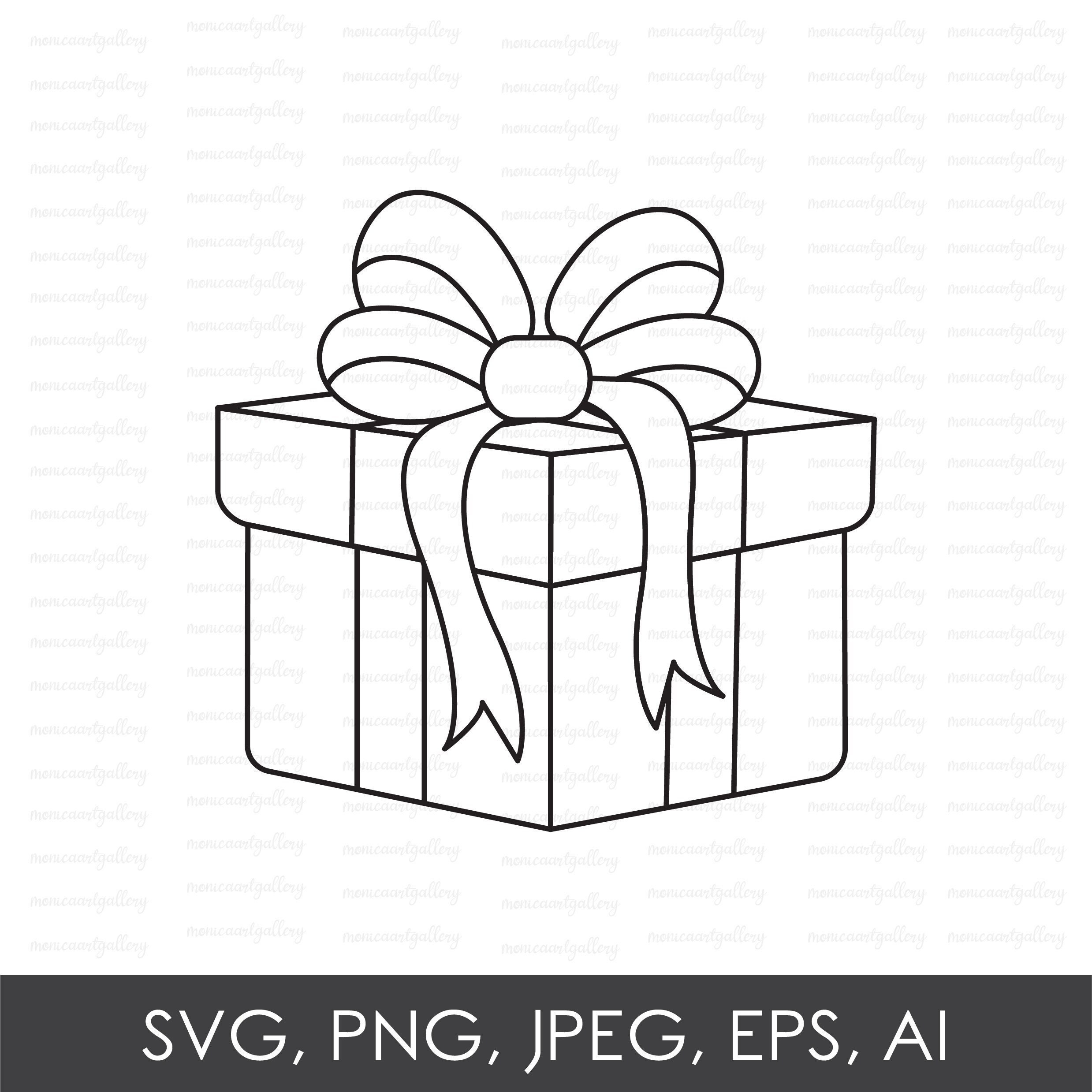 Gift Box Vector Illustration Transparent Back Present Image, Outline ...