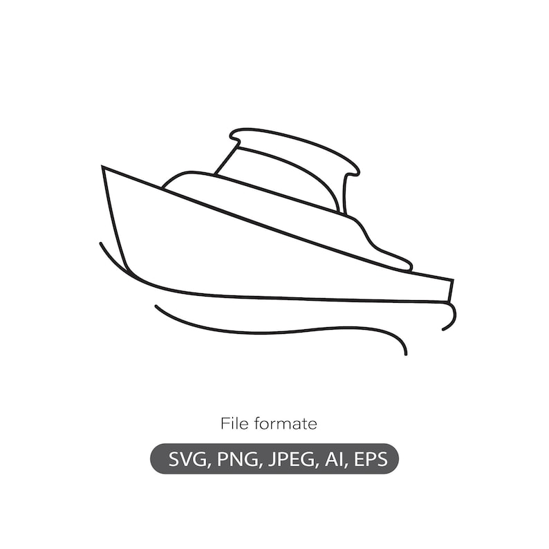 Boat SVG Clipart, Boat Line Art Png, Clipart Boating Svg File Png Boat ...