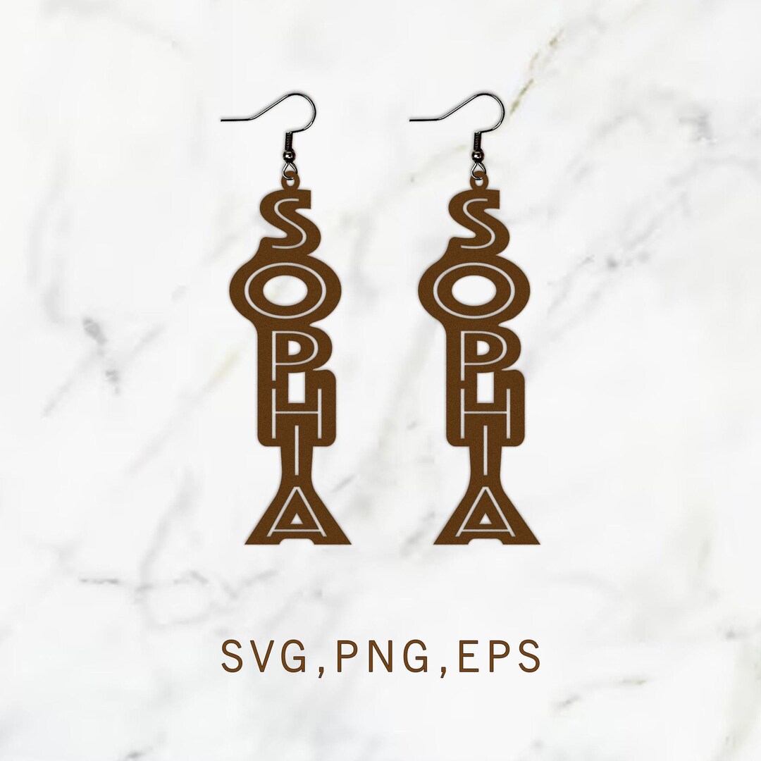 Name SVG Earring, Sophia Name SVG, Initial Laser Cutting File, Alphabet ...